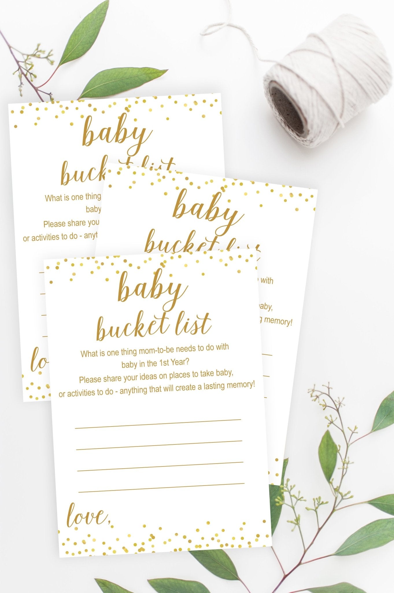 Baby Bucket List - Gold Confetti Printable