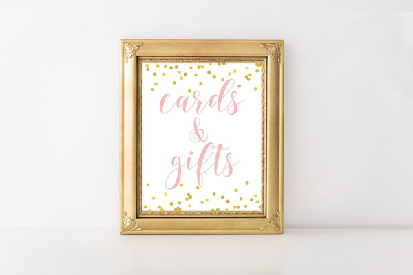 Cards & Gifts Sign - Pink & Gold Printable