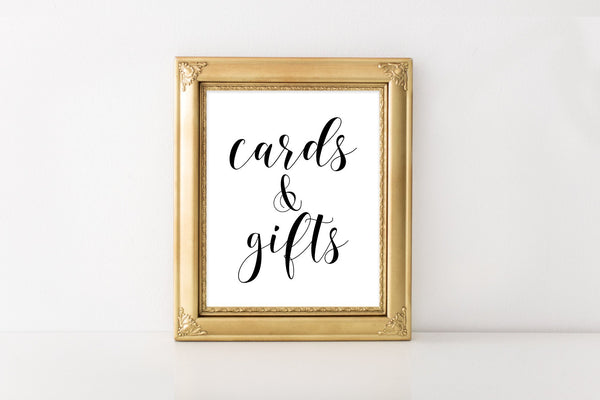 Cards & Gifts Sign - Black Printable