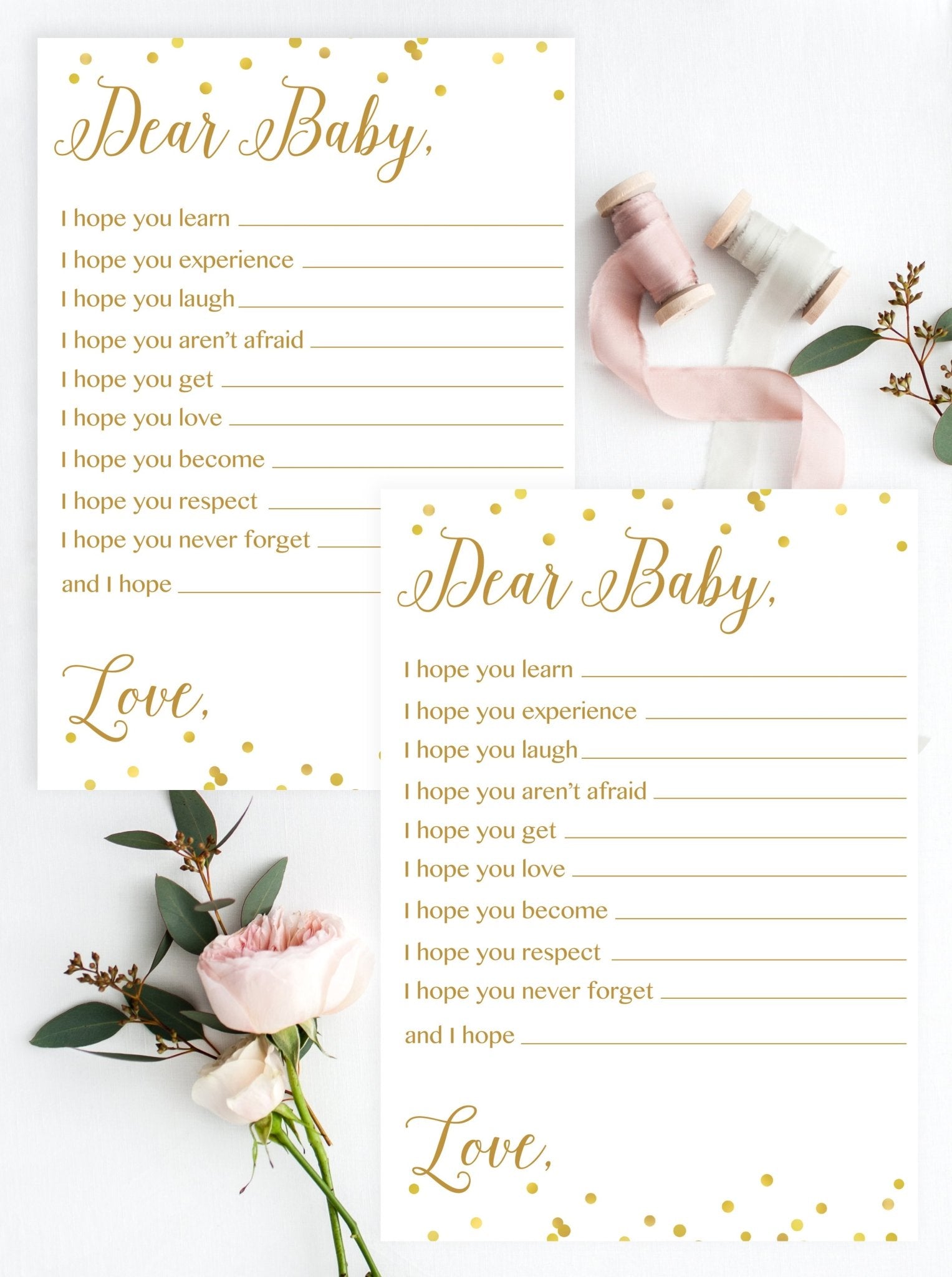 Dear Baby - Gold Confetti Printable