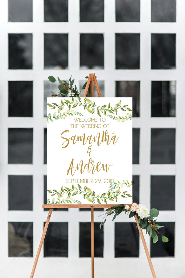 Wedding Welcome Sign - Greenery Printable