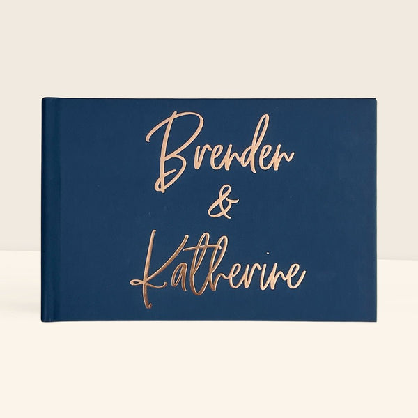 Home / Products / Navy and Rose Gold Wedding Guest Book - The Katherine