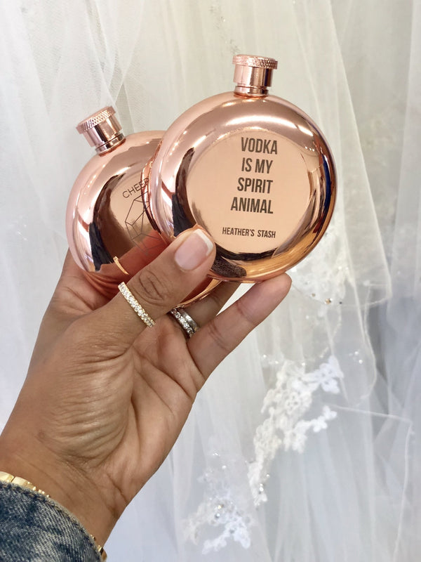Vodka is My Spirit Animal - Rose Gold Flask